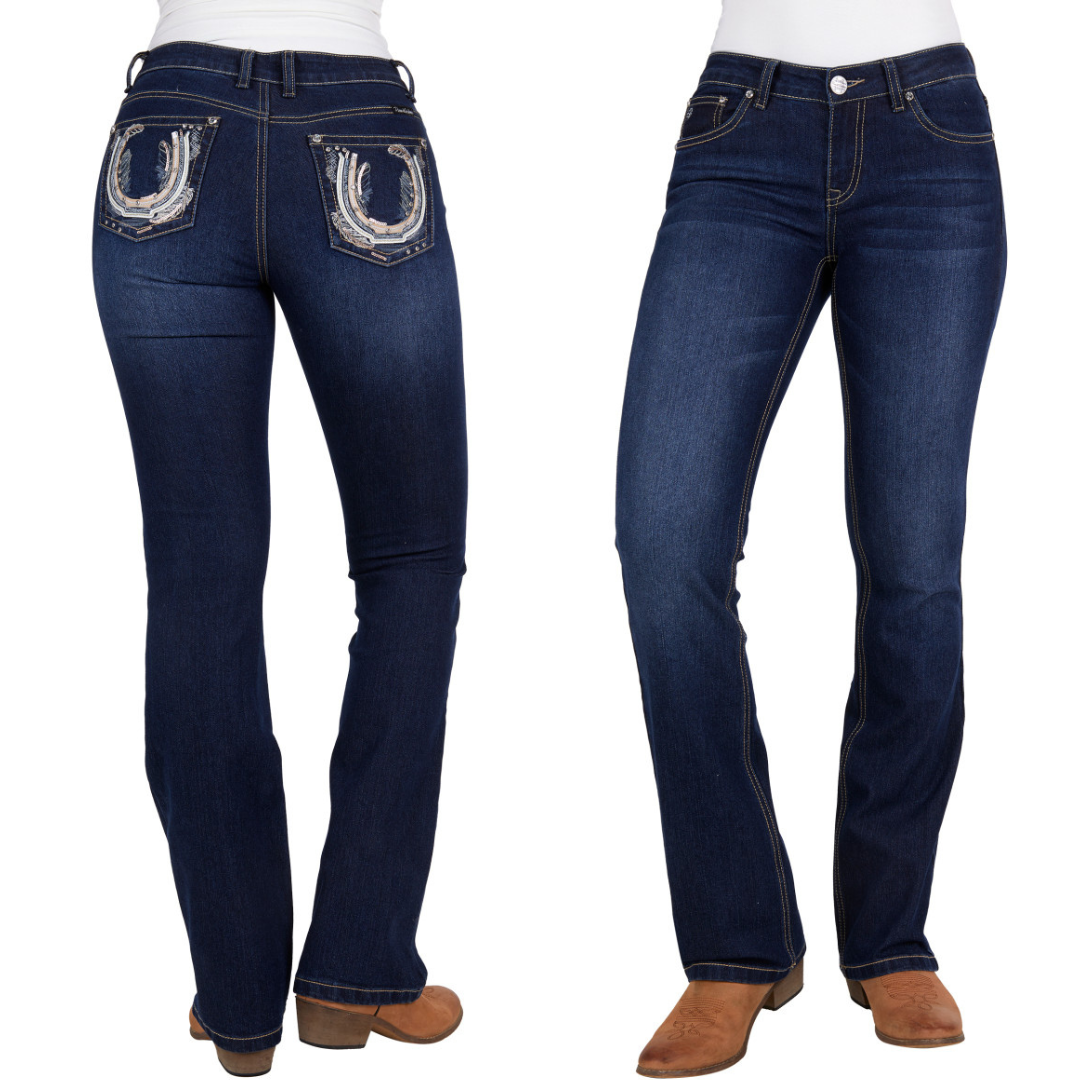 Pure Western Womens Azalee MID-RISE, Bootcut Jeans - 34" Leg