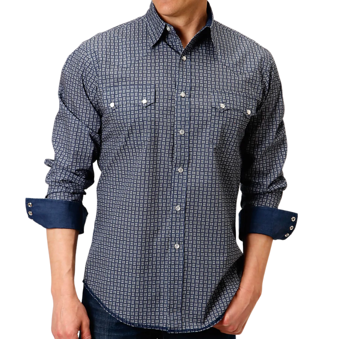 Roper Mens West Made Collection Shirt- NAVY